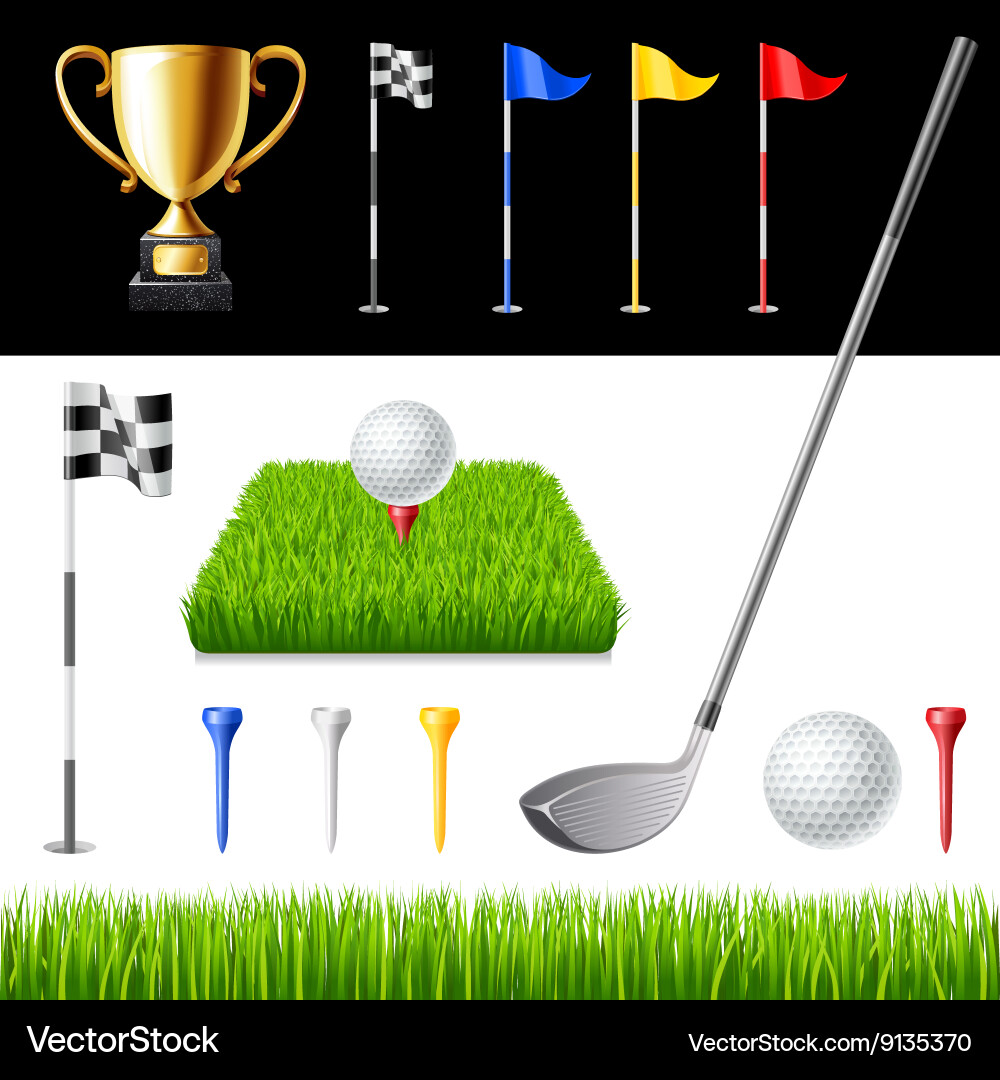 Golf club icons set isolated Royalty Free Vector Image