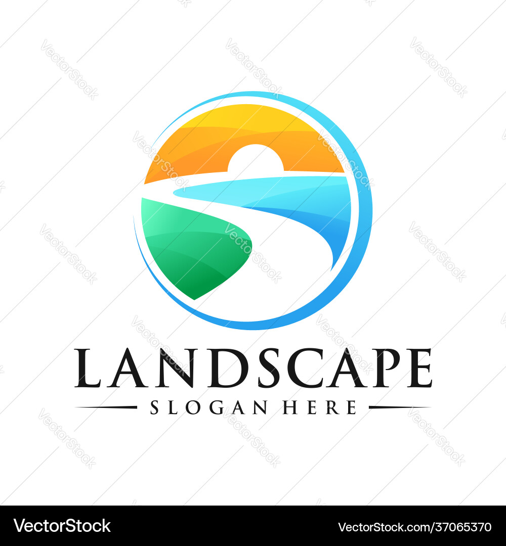 Landscape logo design template Royalty Free Vector Image