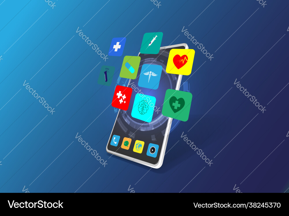 Mobile health flat design Royalty Free Vector Image