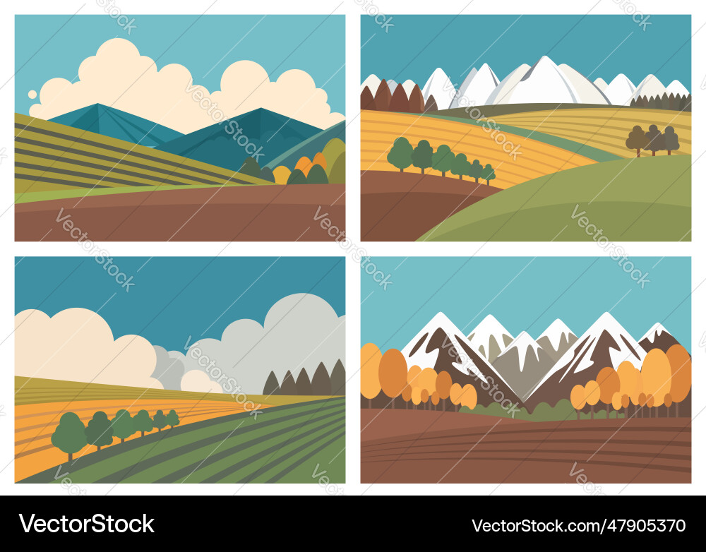 Natural and landscape background trees field Vector Image