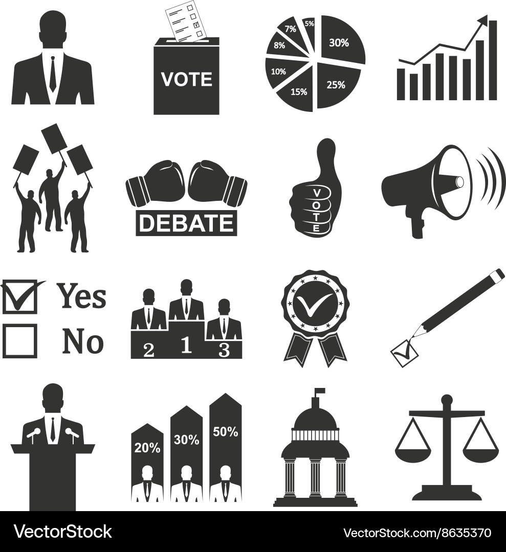 Politics voting and elections icons Royalty Free Vector