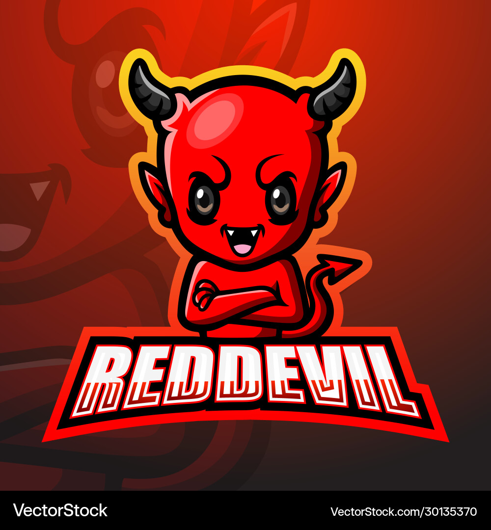 Red devil mascot esport logo design Royalty Free Vector