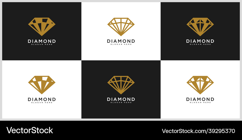 Set of diamond logo designs template Royalty Free Vector