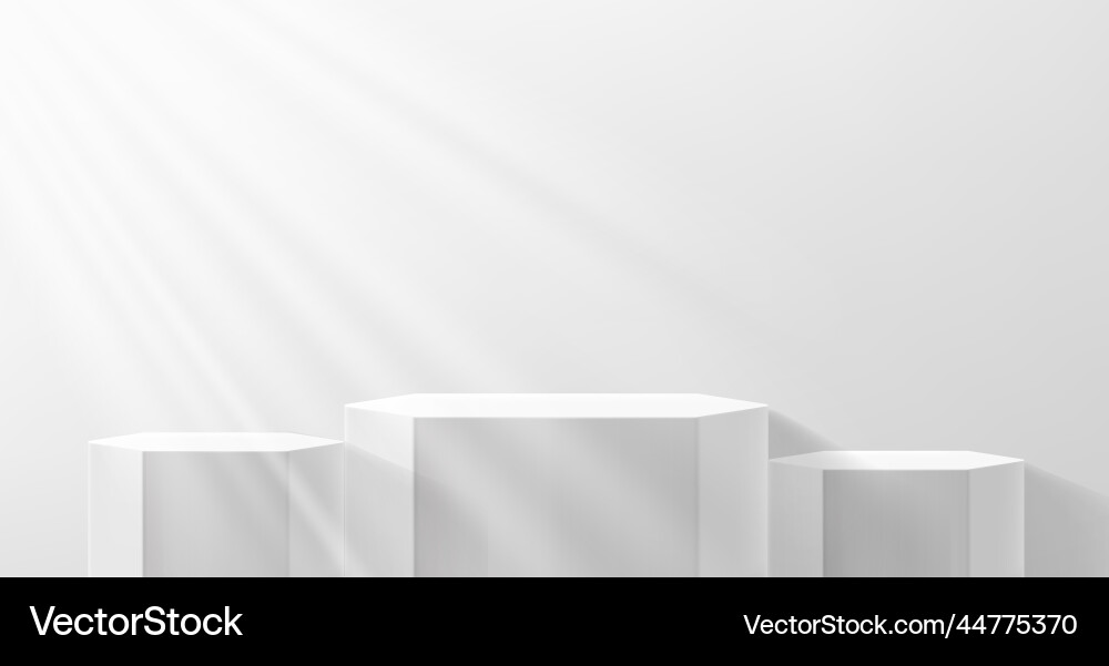 Three podiums illuminated with the sun from Vector Image