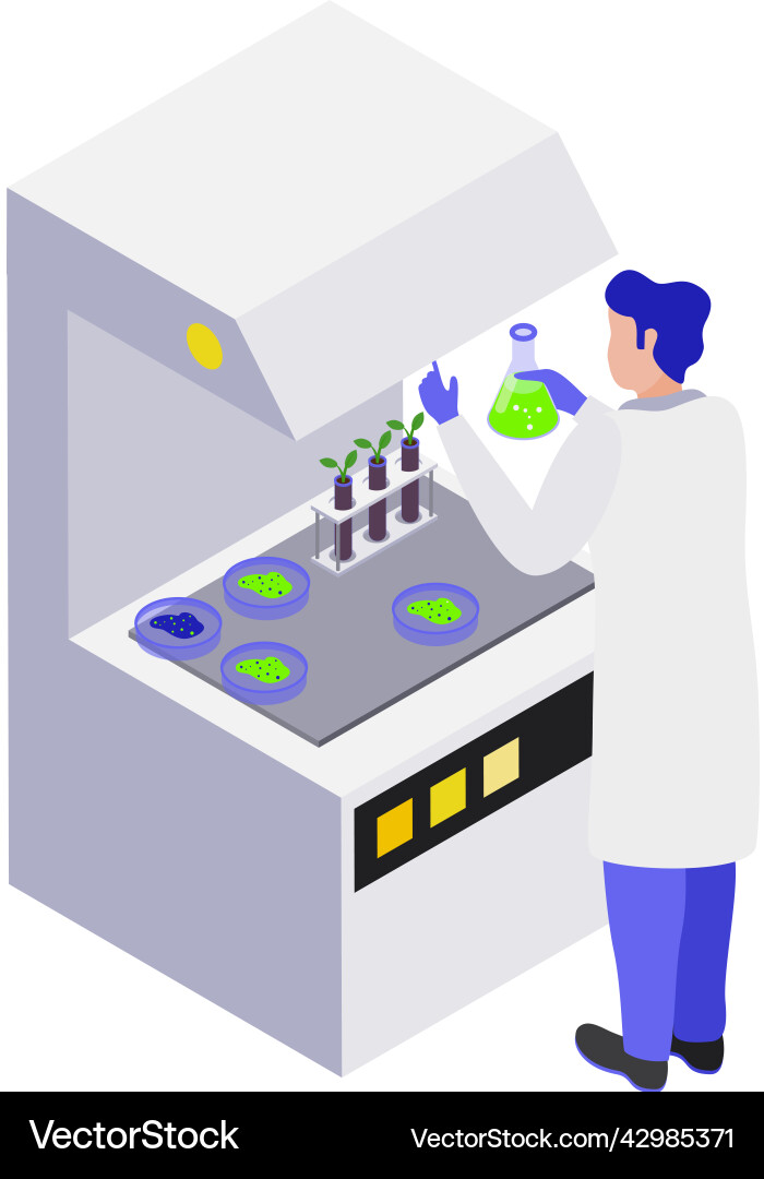 Bio engineer workplace composition Royalty Free Vector Image