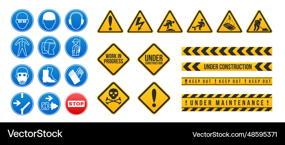 Construction signs set Royalty Free Vector Image