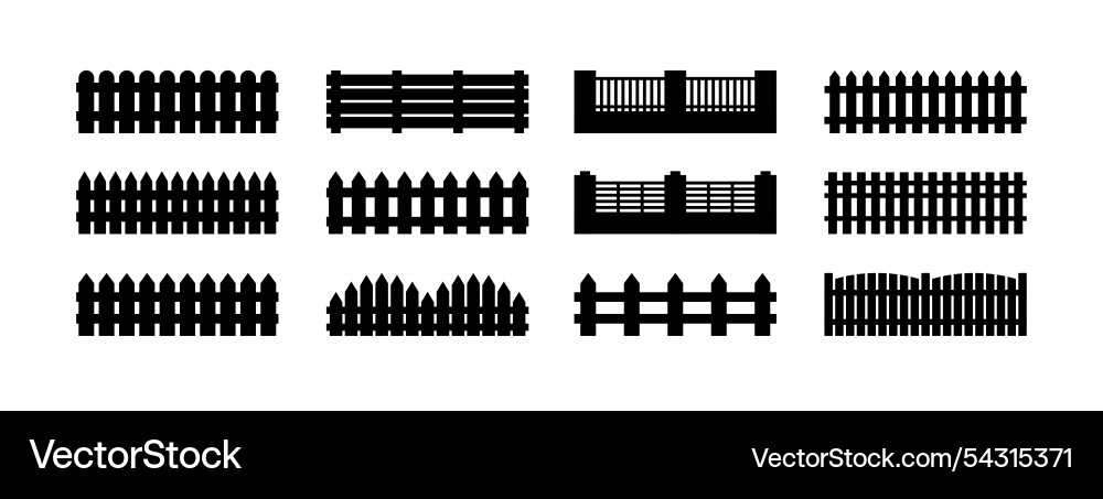 Fence template element icon set isolated Vector Image