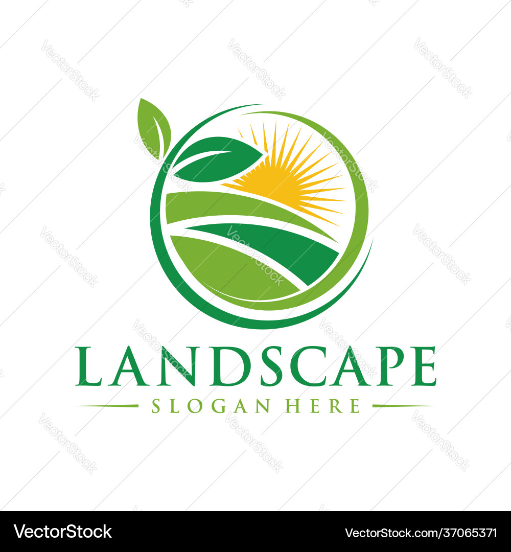 Landscape logo design template Royalty Free Vector Image