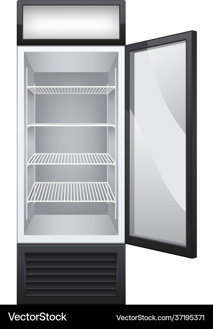 Opened door fridge composition Royalty Free Vector Image