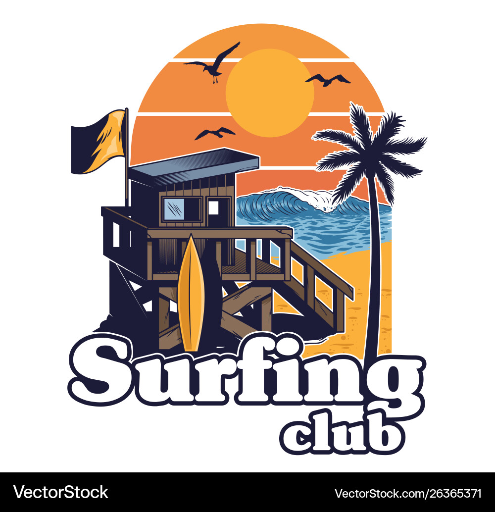 Retro Surf Club House Royalty Free Vector Image