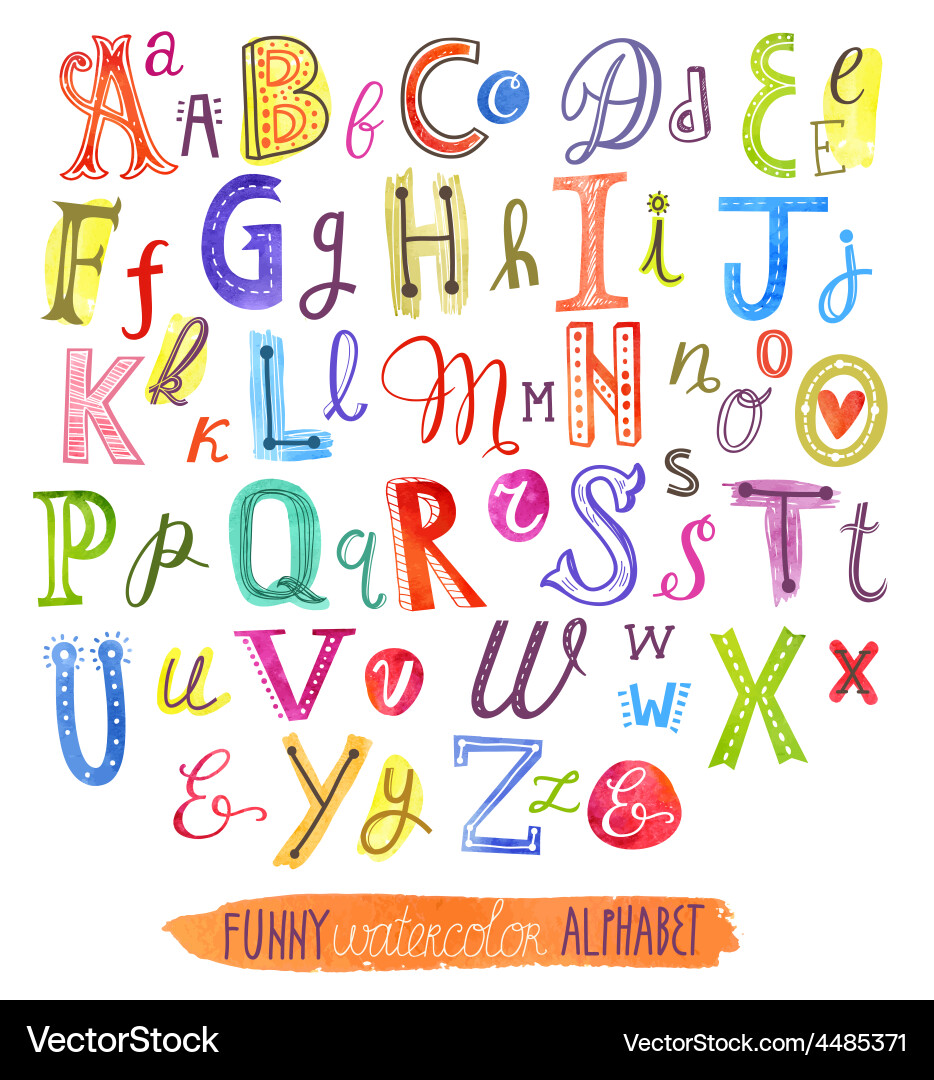 Watercolor alphabet Royalty Free Vector Image - VectorStock