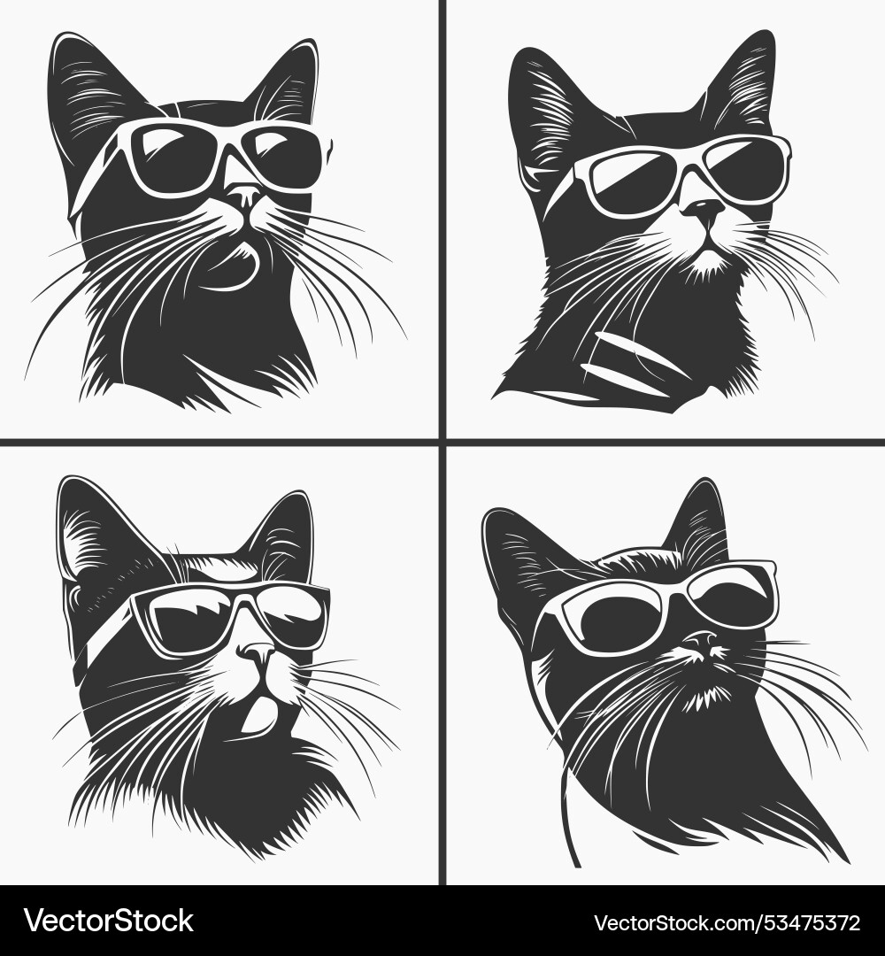 Cat svg silhouette bundle file Royalty Free Vector Image