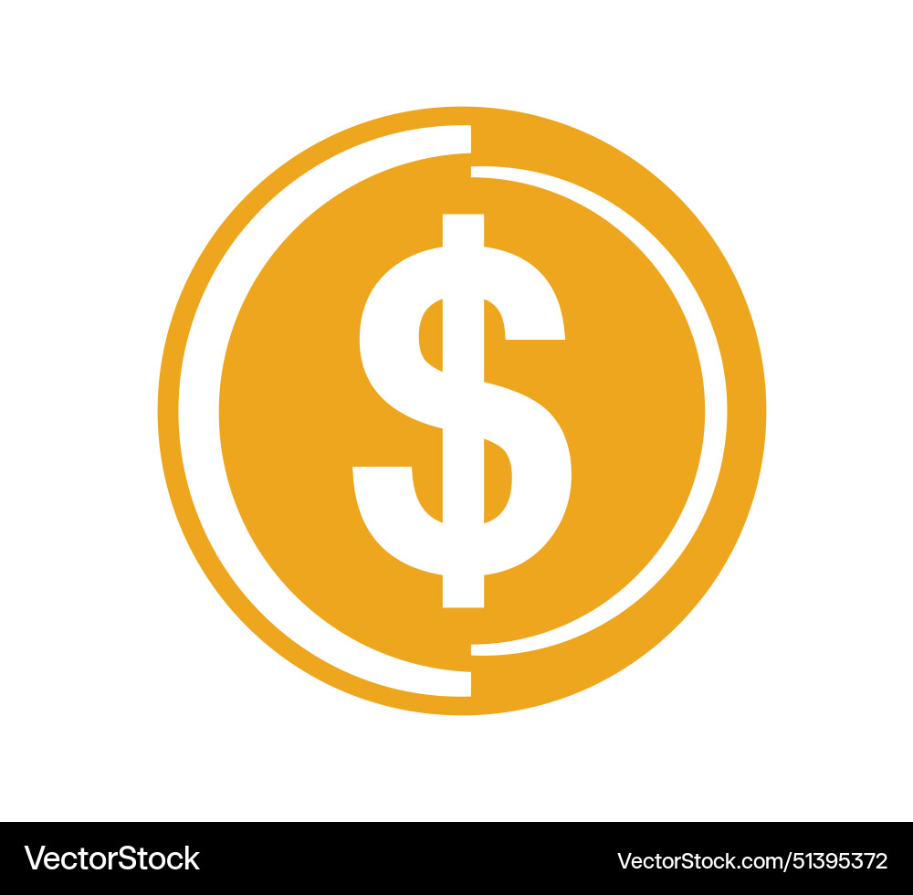 Gold coin icon money design dollar flat Royalty Free Vector