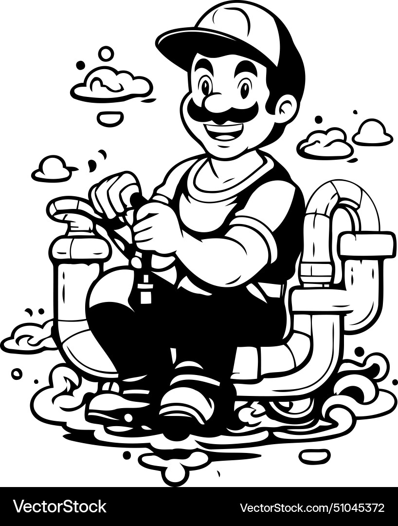 Plumber cartoon character Royalty Free Vector Image