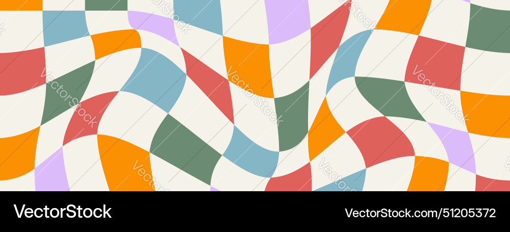 Psychedelic checkerboard colorful groovy hippie Vector Image