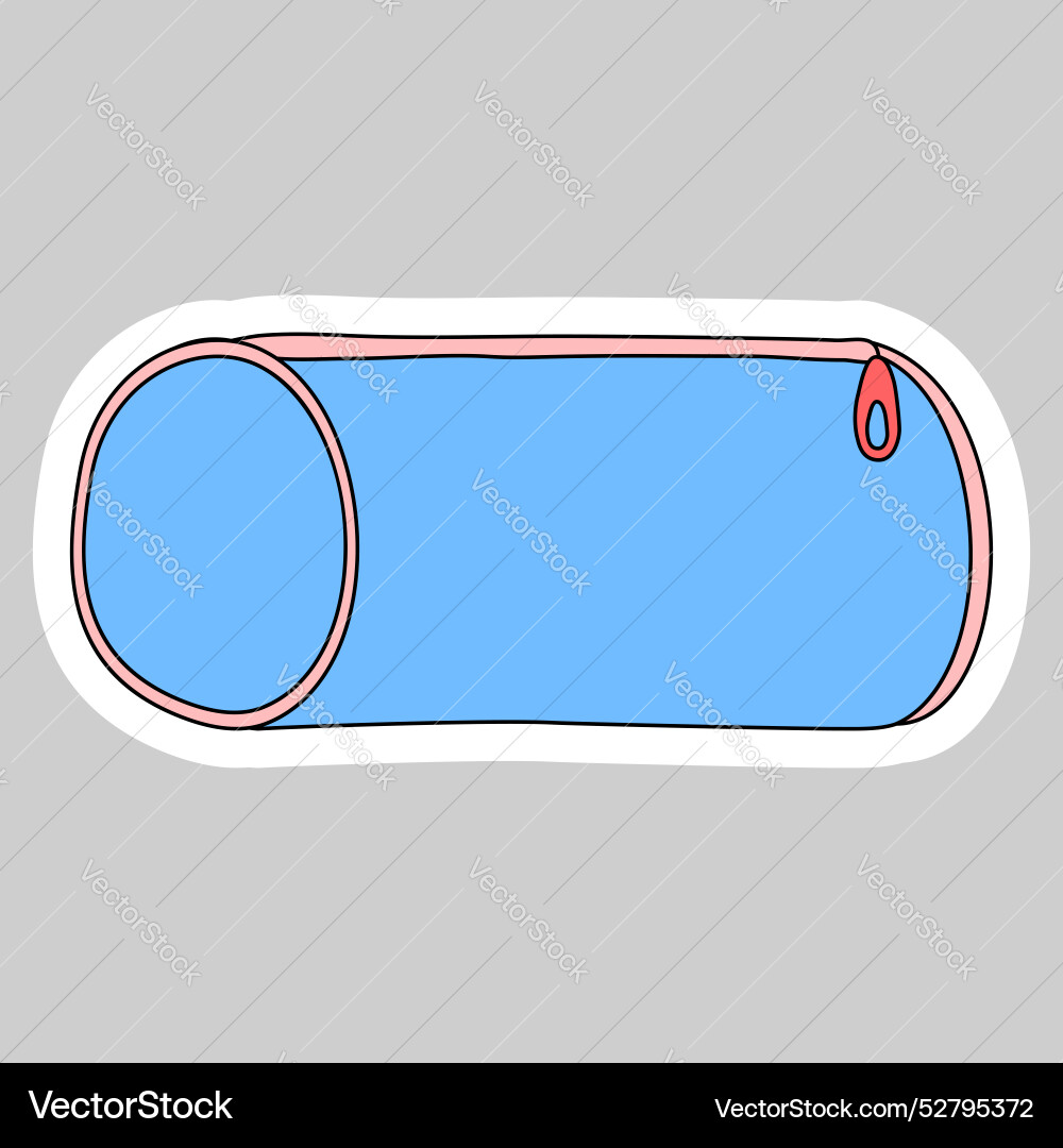 Sticker with blue cylinder pencil case doodle Vector Image