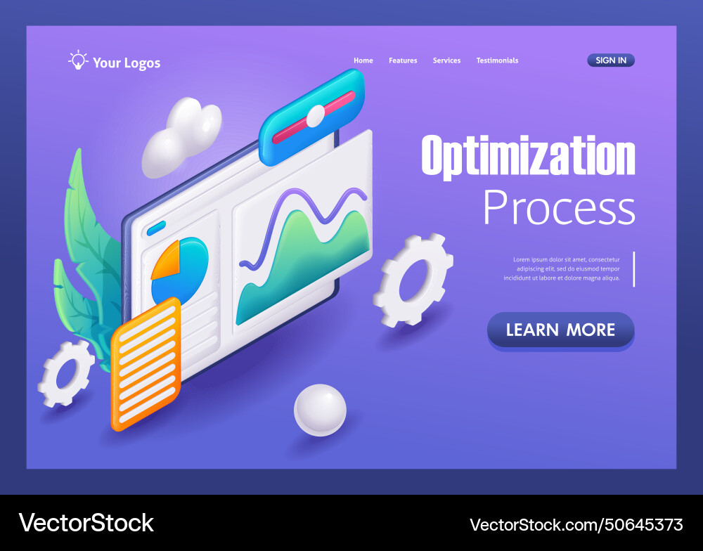 3d isometric cartoon concept of process Royalty Free Vector
