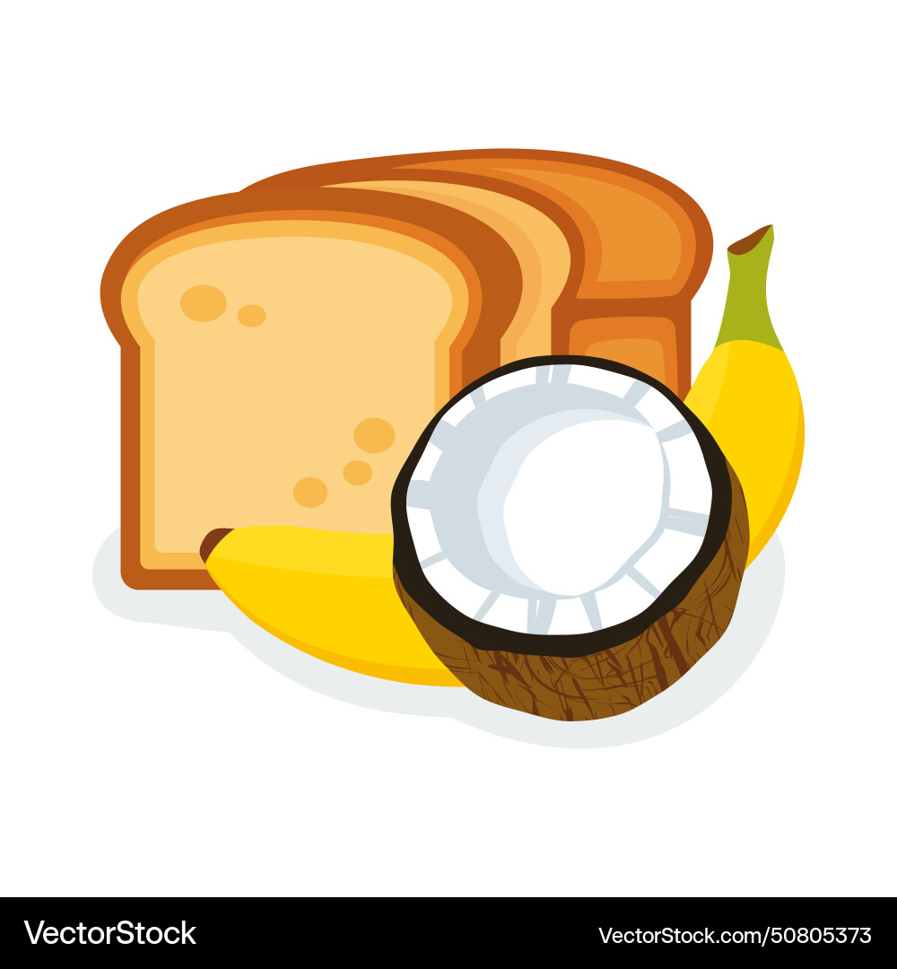 Coconut banana bread icon on a white background Vector Image