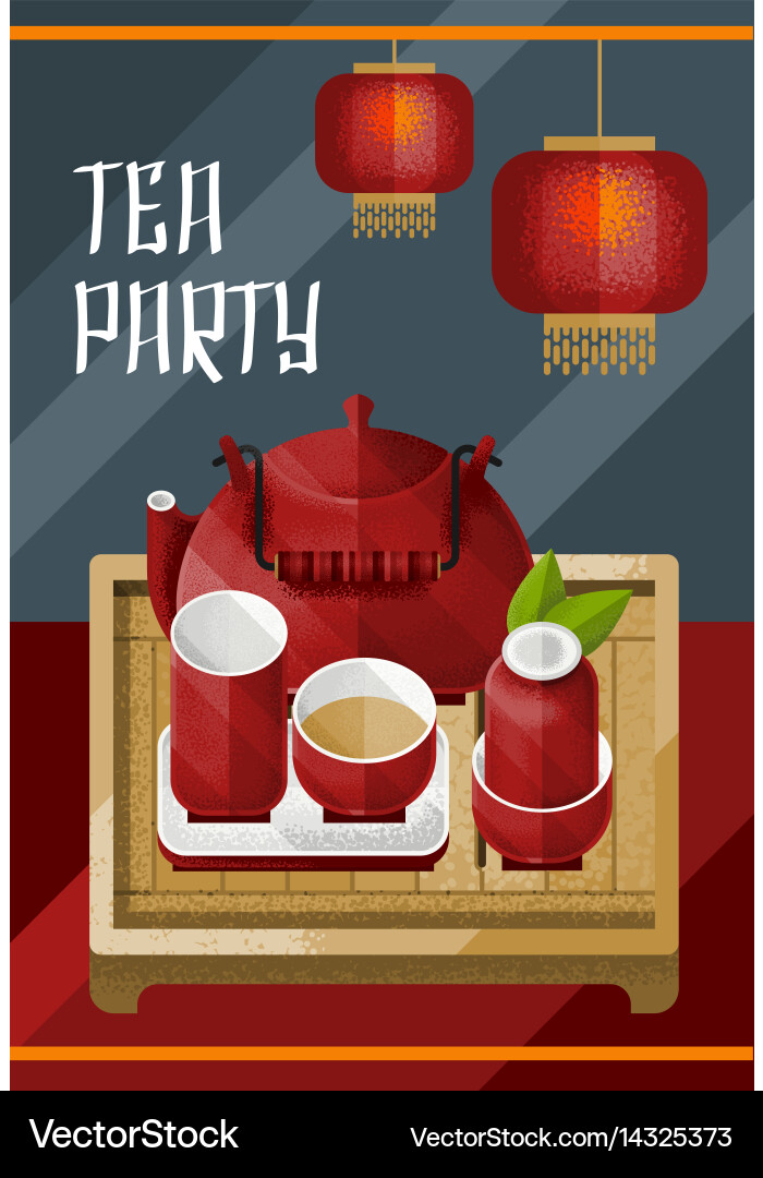 Colorful traditional tea ceremony template Vector Image