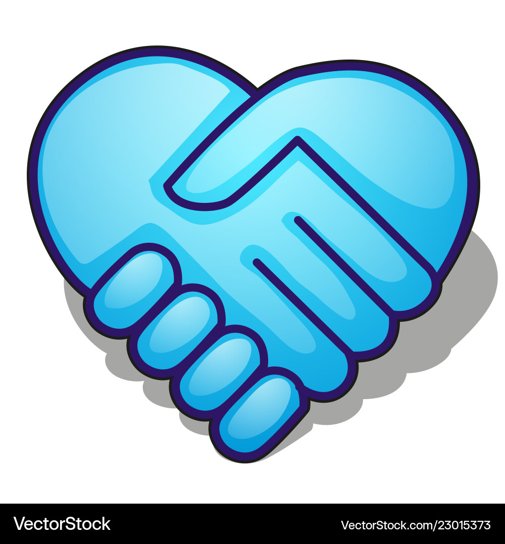 Handshake symbol forming a blue heart isolated Vector Image