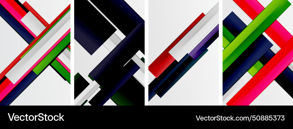 Minimal lines and color stripes poster abstract Vector Image