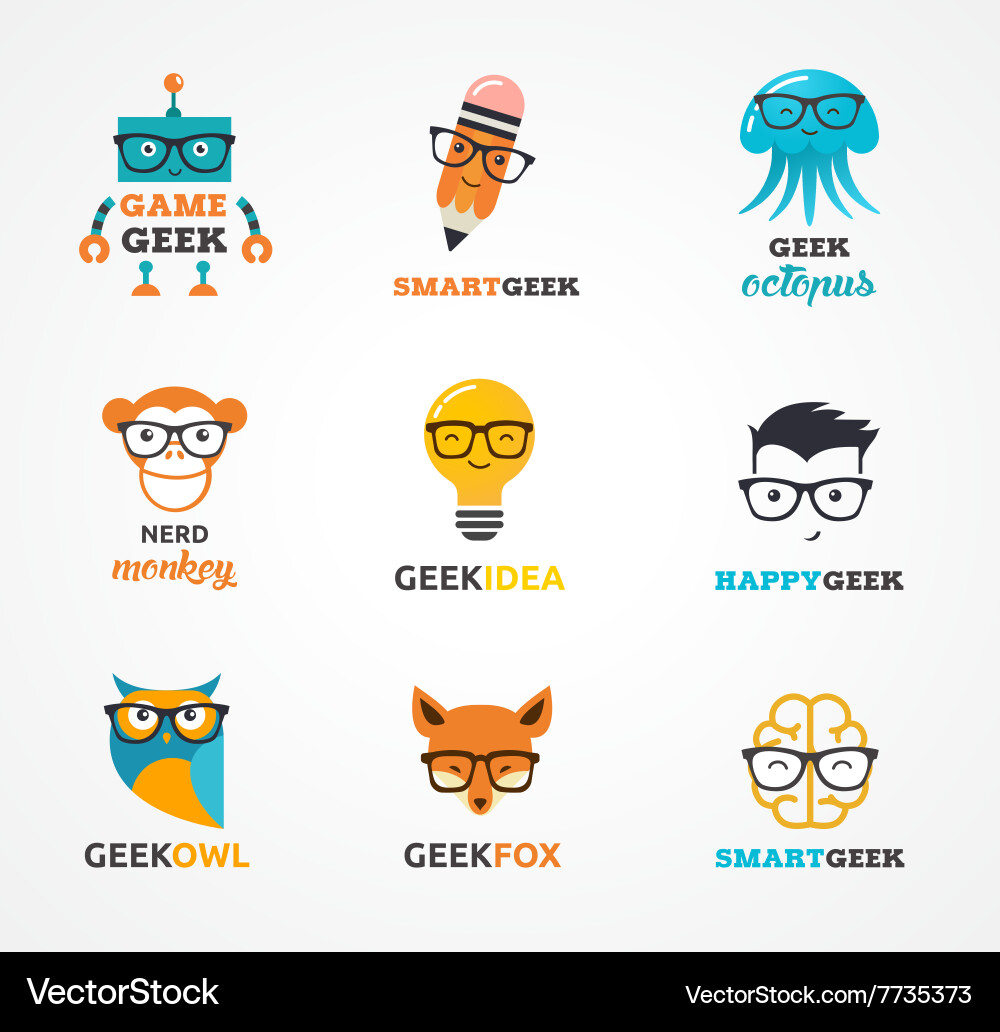 Smart & Creative Geek Icons Royalty Free Vector Image