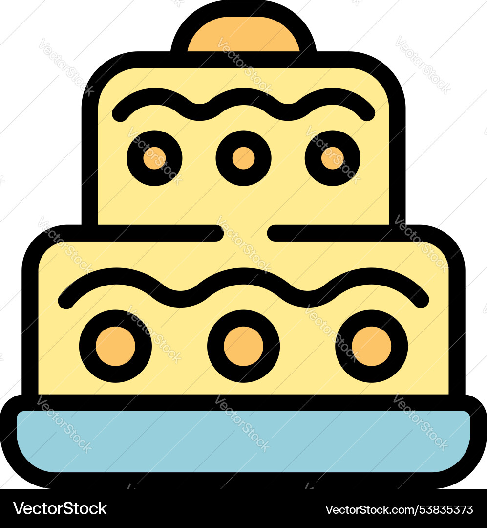 Two tiered cake with wavy icing and round Vector Image