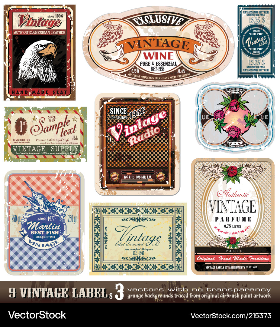 Vintage labels collection set Royalty Free Vector Image
