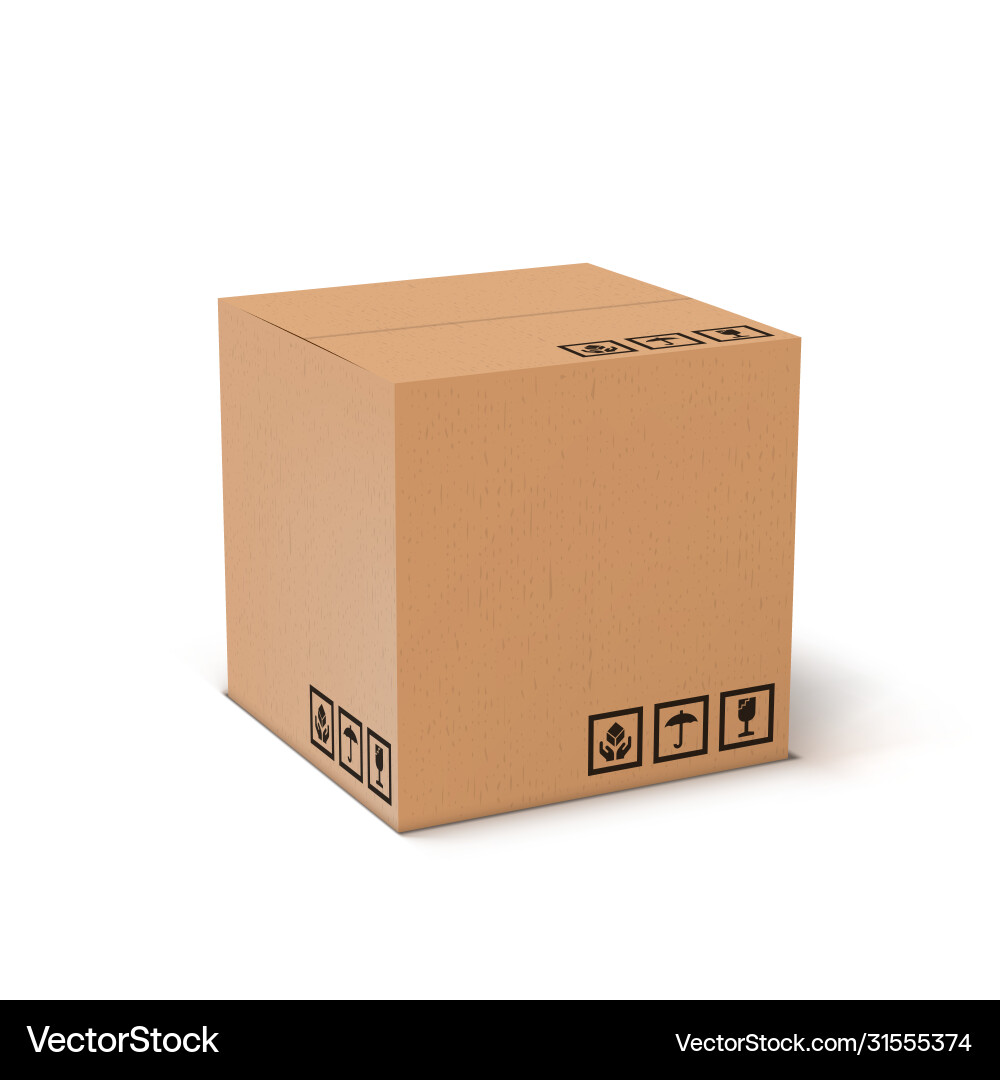 3d brown carton delivery packaging container box Vector Image