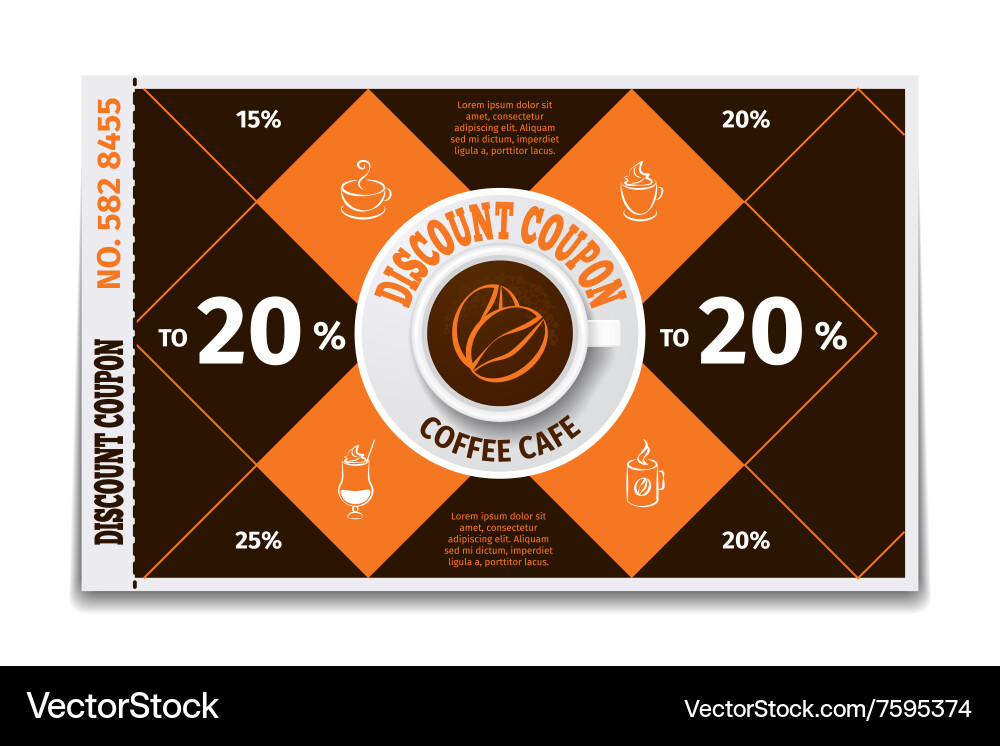 Coffee cup discount coupon Royalty Free Vector Image