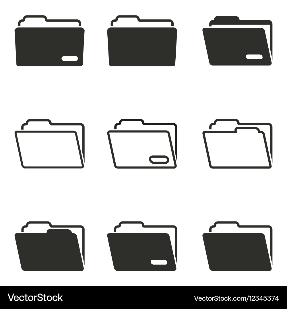 Folder icon set Royalty Free Vector Image - VectorStock