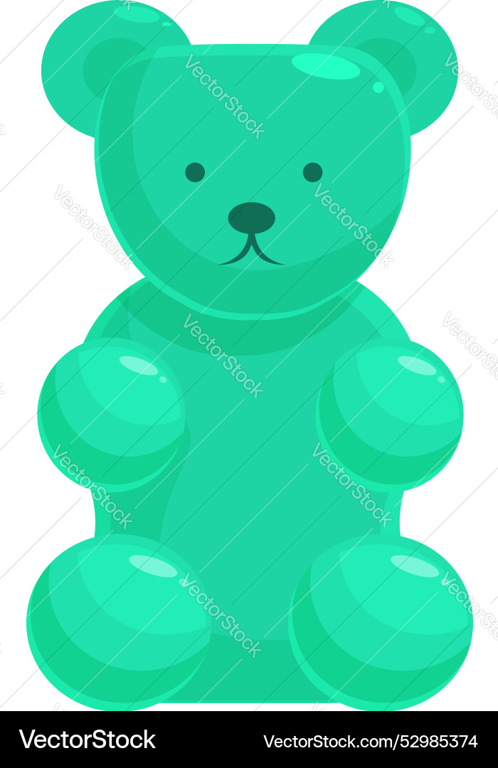 Green gummy bear sitting isolated on white Vector Image