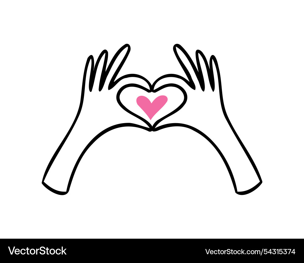 Hands and heart doodle hand drawn icon Royalty Free Vector