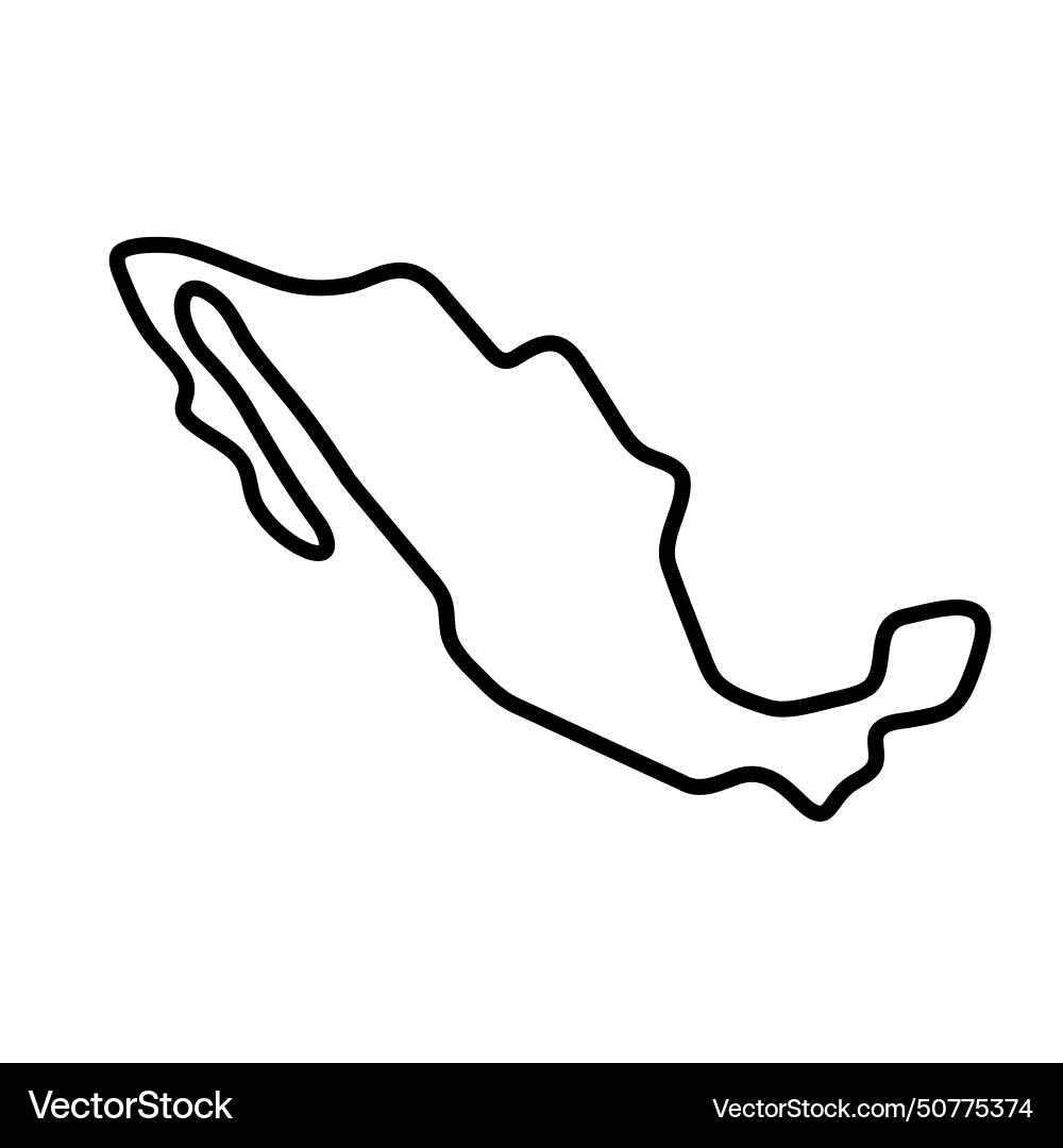 Mexico simplified outline map Royalty Free Vector Image