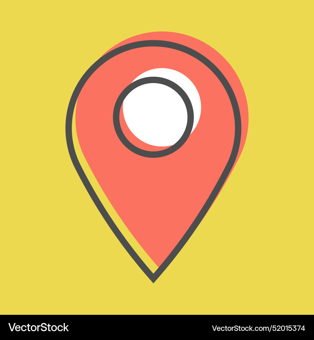 Red location pin with dot and shifted outline Vector Image