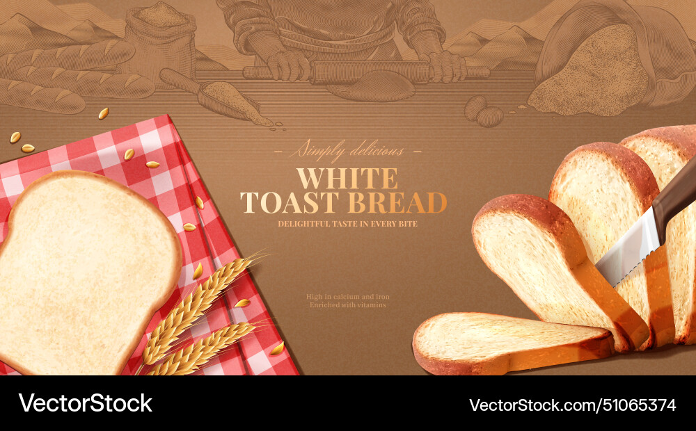 White toast bread ad Royalty Free Vector Image