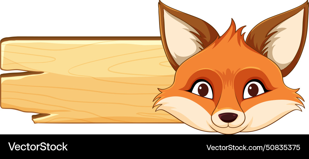 A fox peeking over wood Royalty Free Vector Image