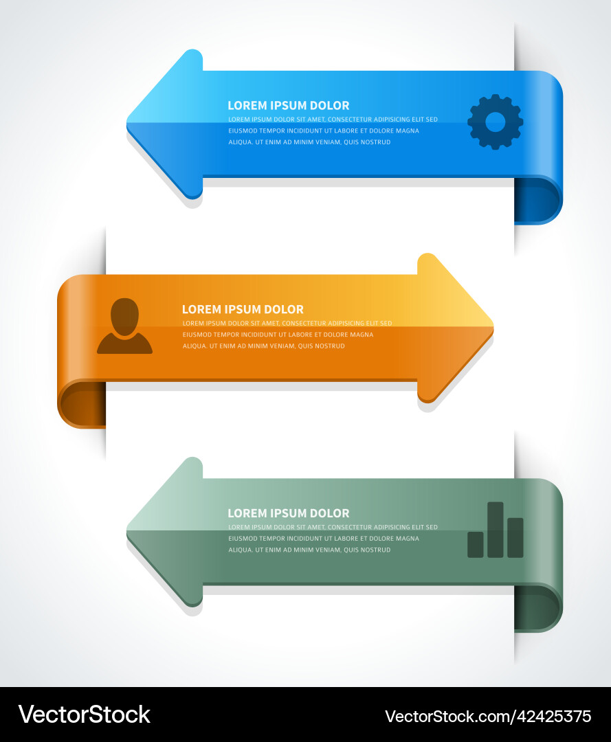 Arrows twisted paper bookmark infographics Vector Image