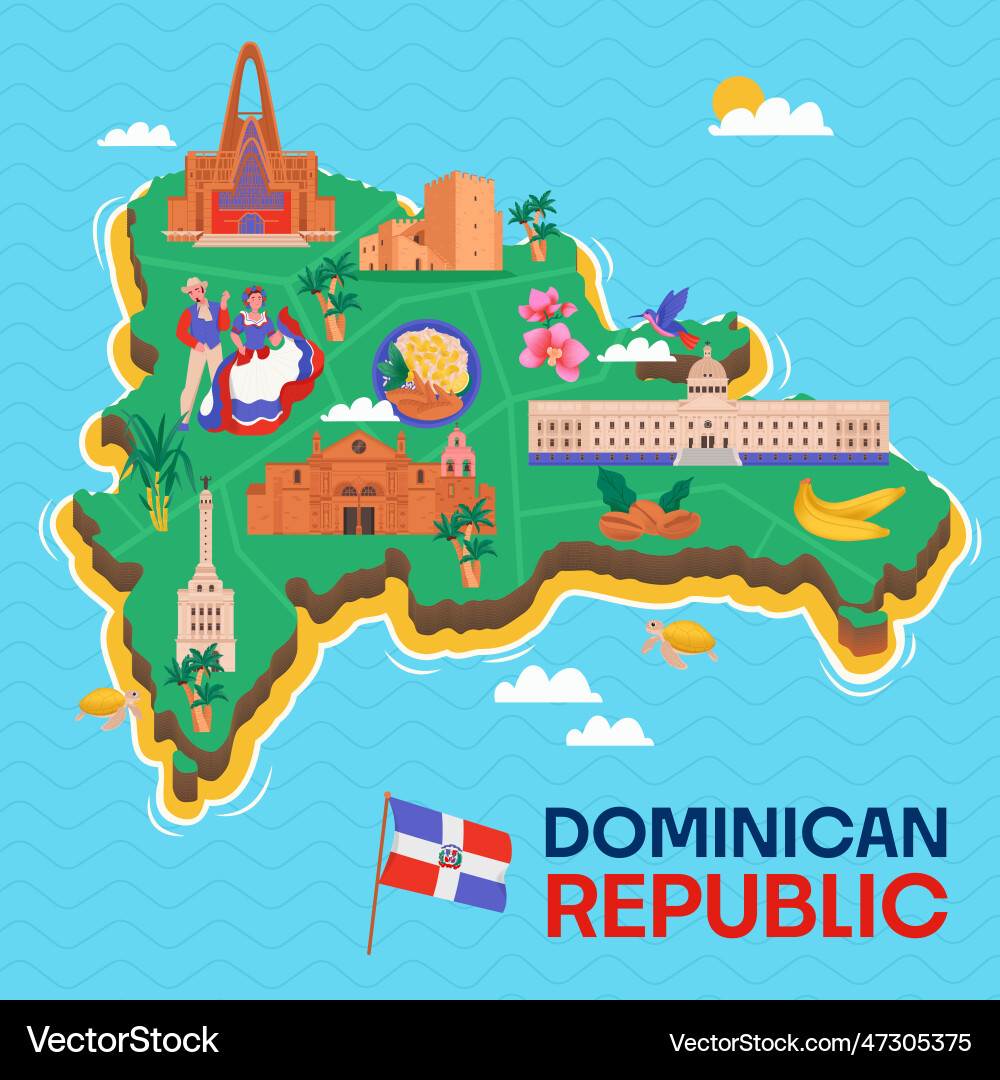 Dominican republic map Royalty Free Vector Image