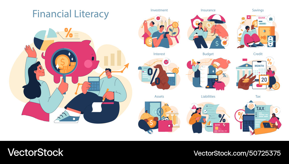 Financial literacy Royalty Free Vector Image - VectorStock