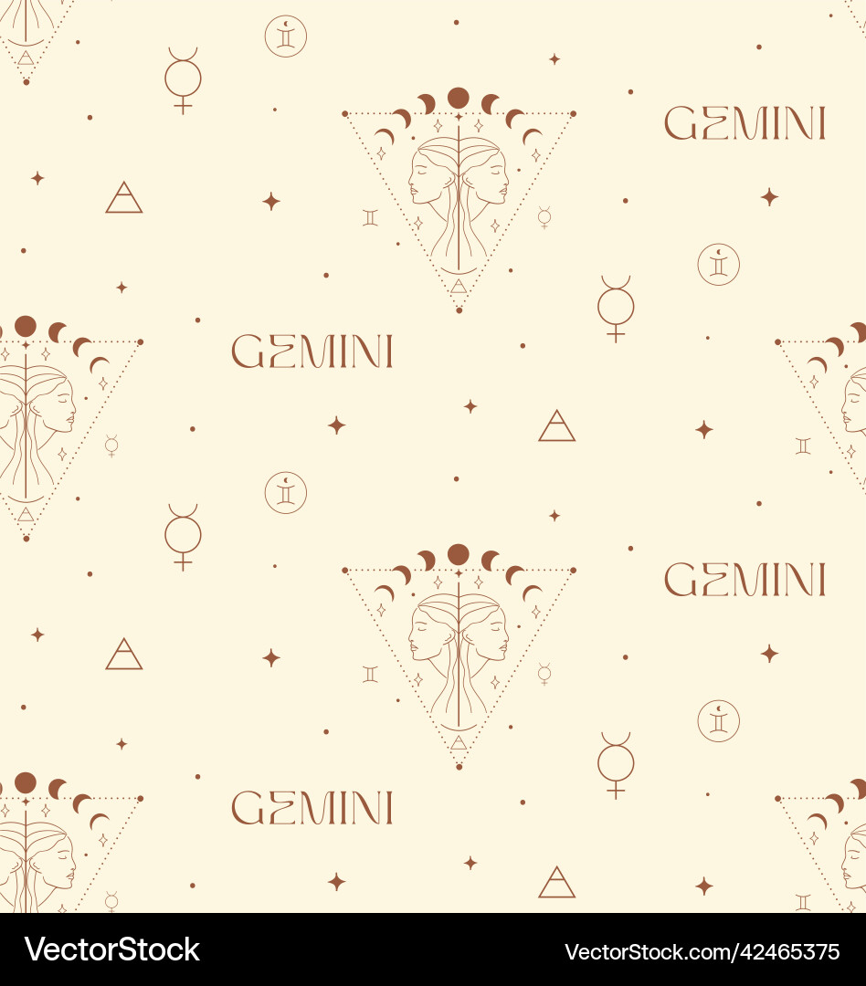 Gemini zodiac background seamless pattern Vector Image