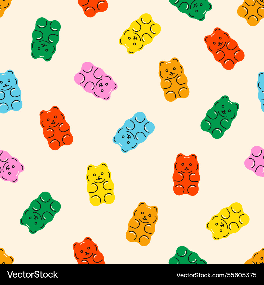 Gummy bear pattern jelly bears seamless print Vector Image