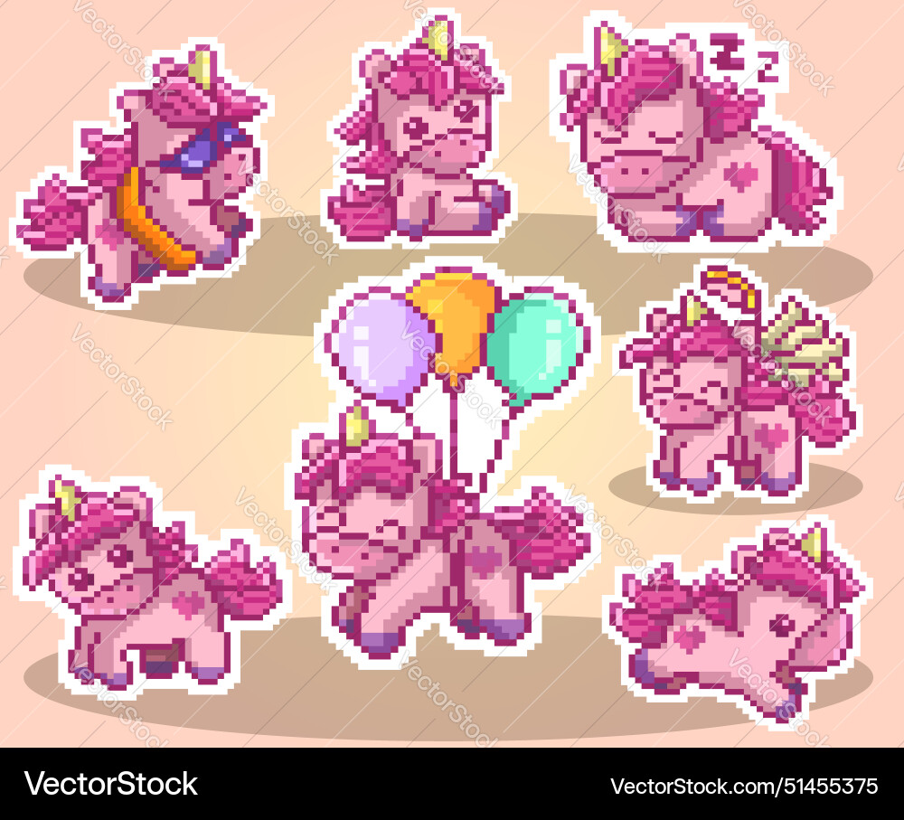 Happy unicorn pixel art package pixel art art Vector Image