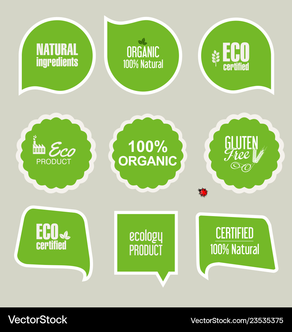 Labels and emblems of ecology collection 2 Vector Image