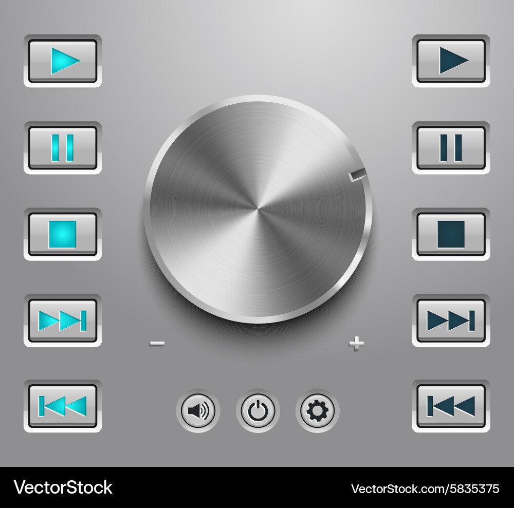 Metal volume button and setting buttons Royalty Free Vector