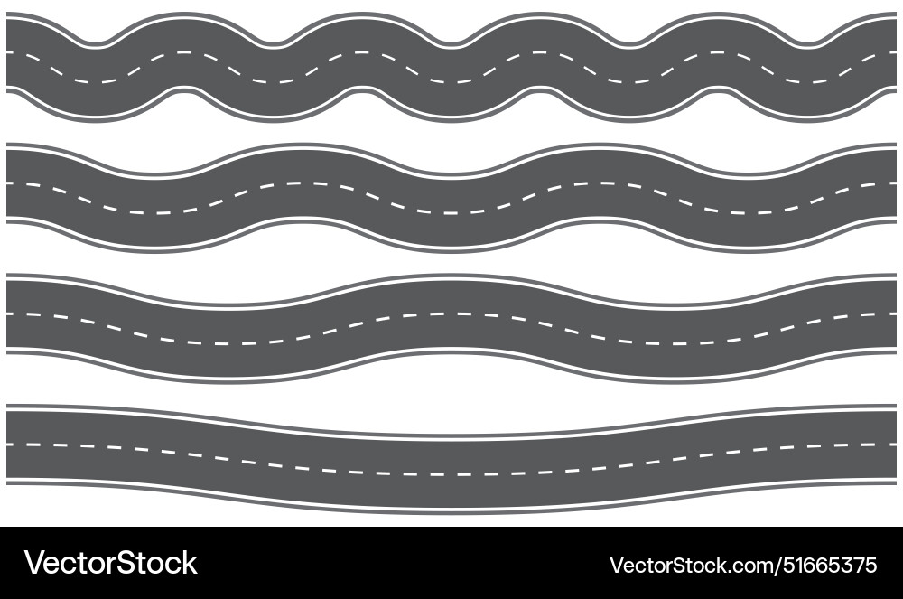 Roads in perspective bended pathway road Vector Image