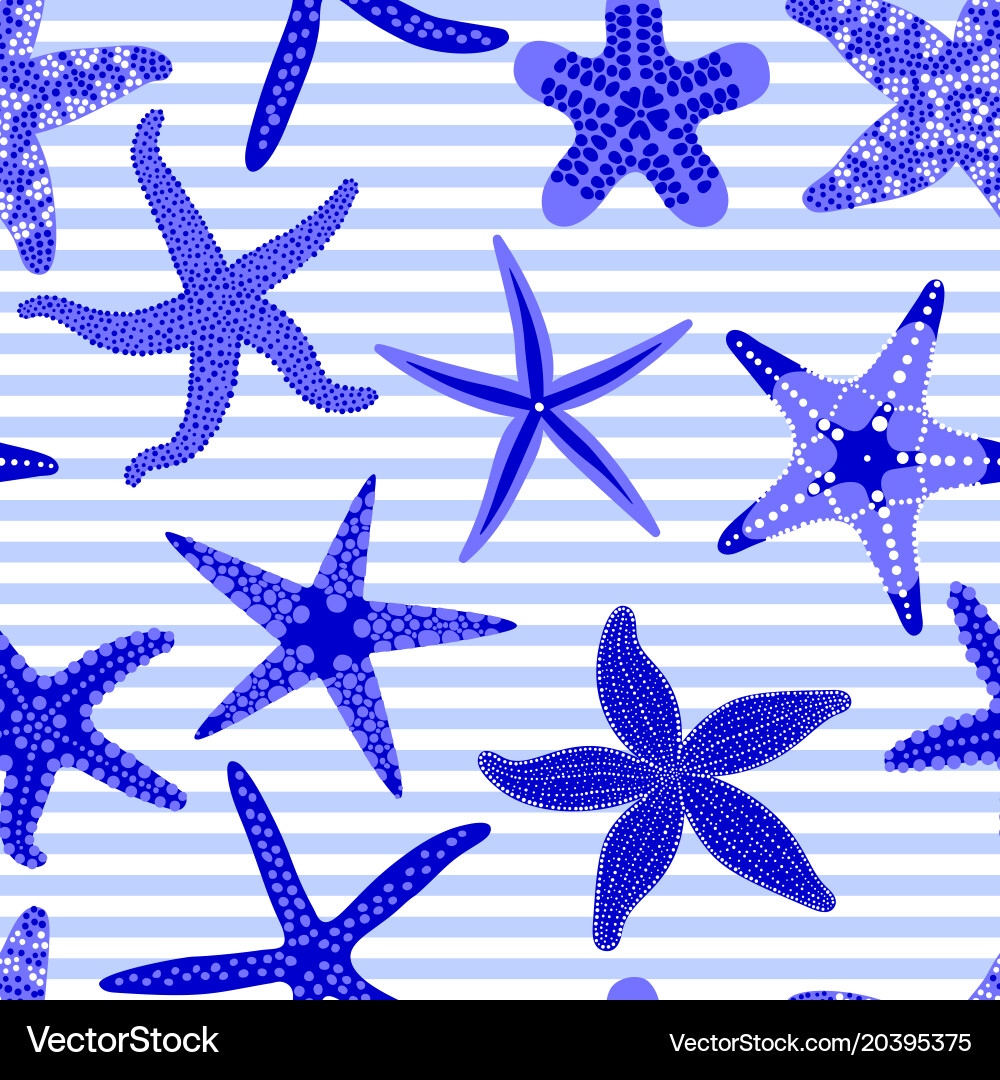 Sea stars seamless pattern marine striped Vector Image