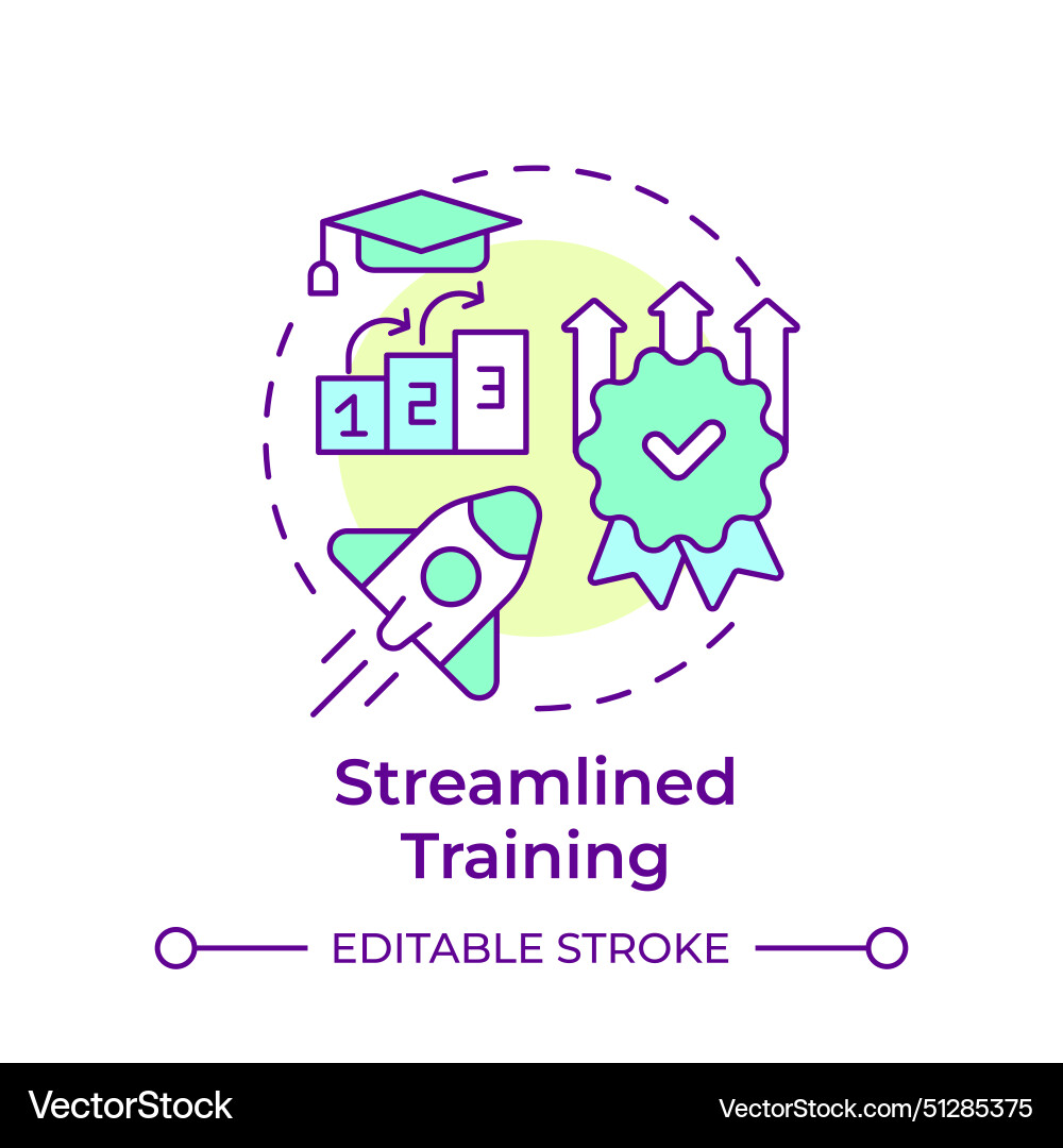 Streamlined training multi color concept icon Vector Image