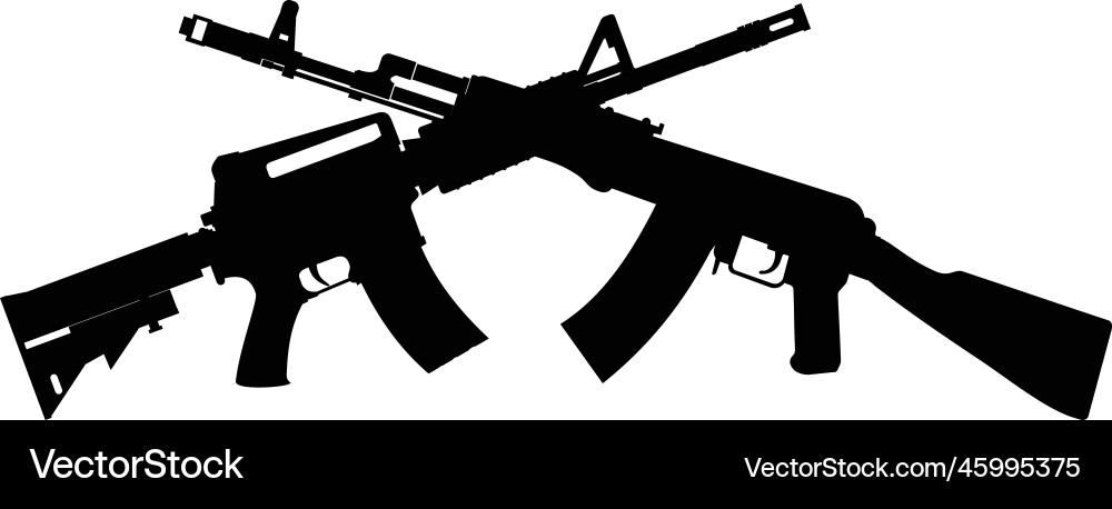 Two crossed american m16 assault rifles Royalty Free Vector