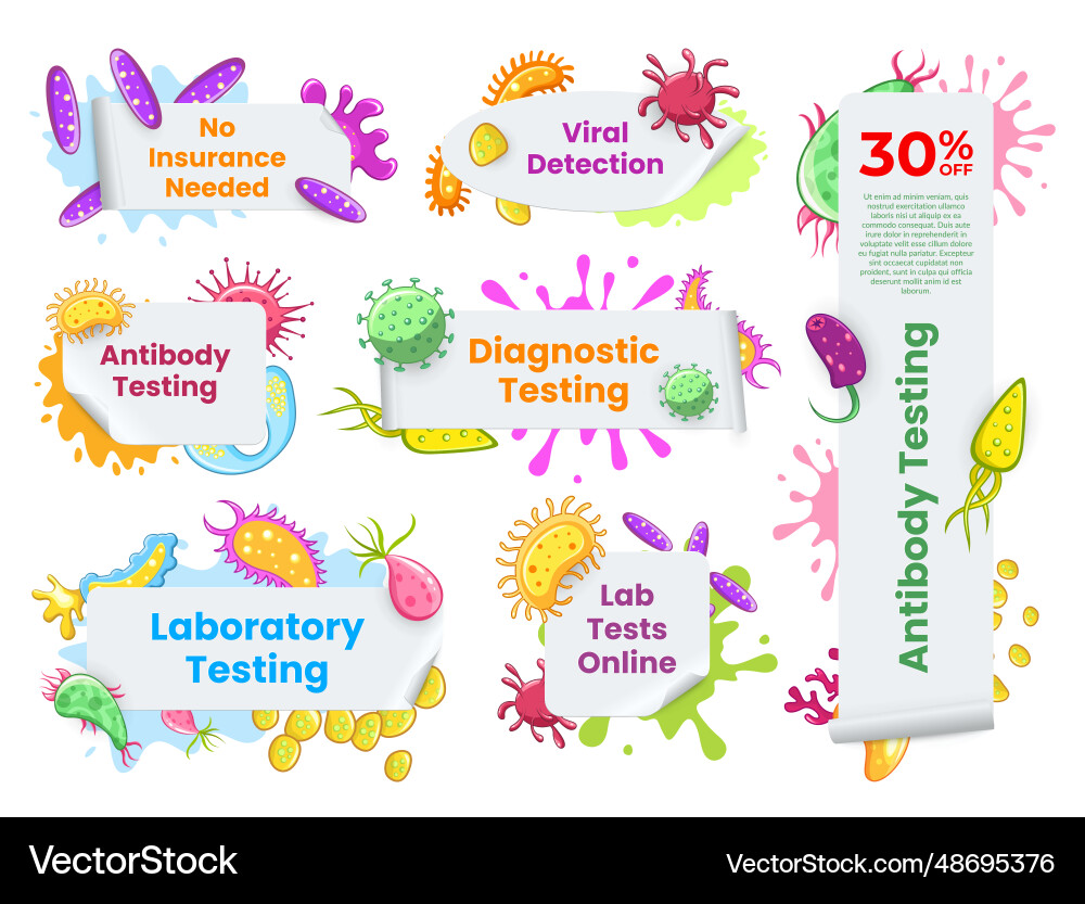 Bacteria test sticker laboratory antibody Vector Image